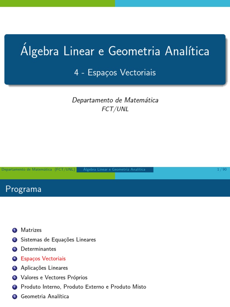 ALGA - Capítulo 4 | PDF | Mapa linear | Base (álgebra linear)