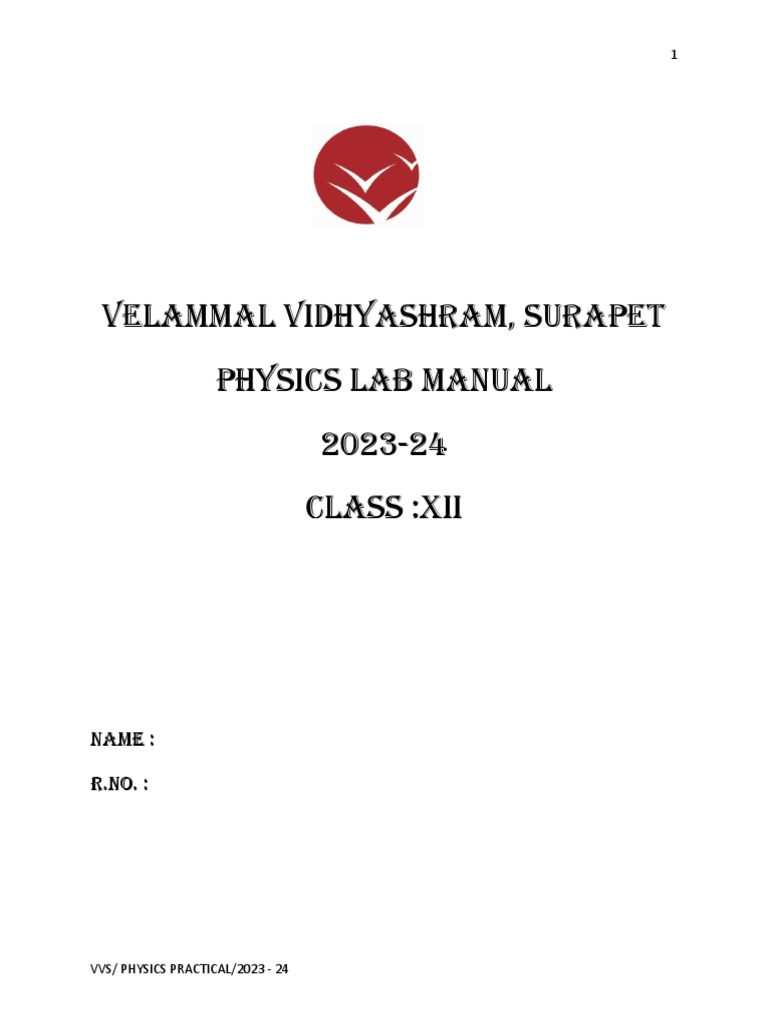 Class 12 Physics Lab Manual 2023-24 | PDF | P–N Junction | Optics