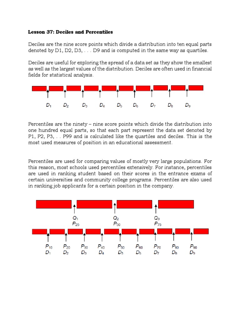 Lesson 37 - Deciles and Percentiles | PDF | Percentile | Mathematics