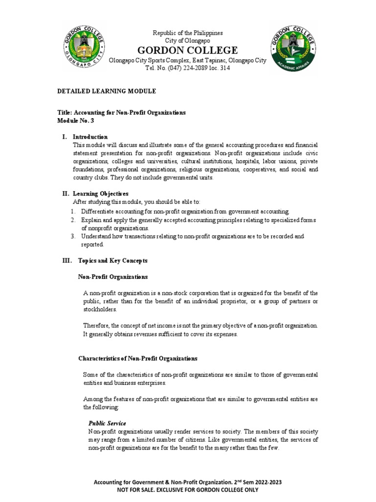 Accounting for Non-Profit Organizations | PDF | Fund Accounting | Revenue