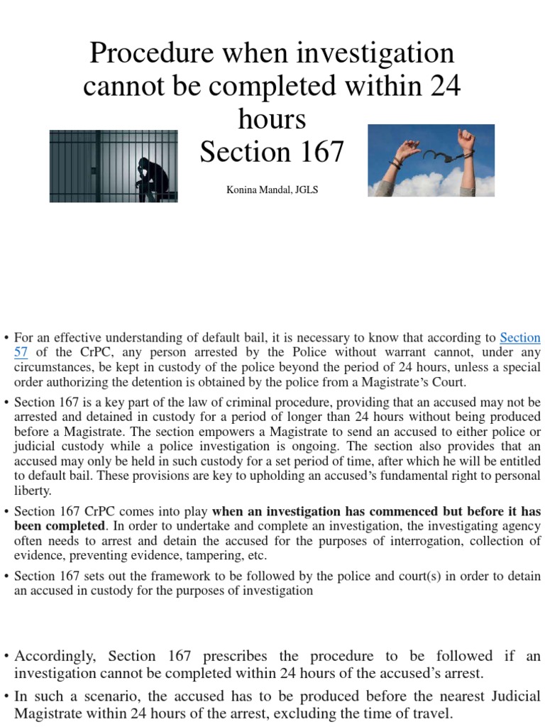 Section 167 - Default Bail | PDF | Bail | Detention (Imprisonment)