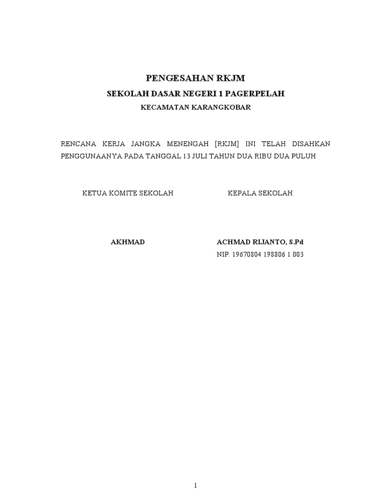 Bagian Depan RKJM | PDF | Karier & Perkembangan | Pengelolaan Keuangan ...