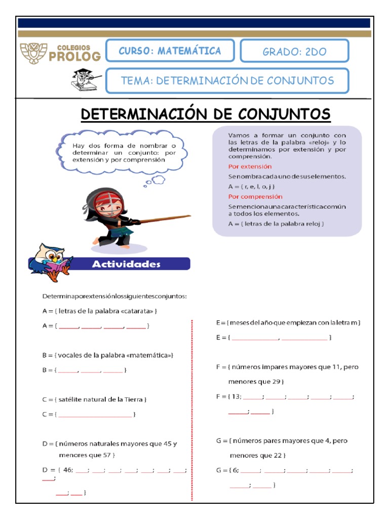 2° Ficha Matemática - Determinación de Conjuntos | PDF