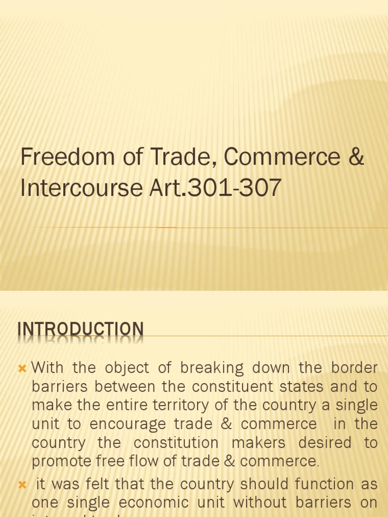 Freedom of Trade and Commerce Intercourse | PDF | Taxes | Government