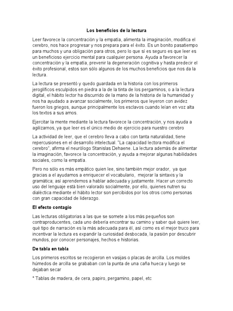 Los Beneficios de La Lectura | PDF | Empatía | Mente