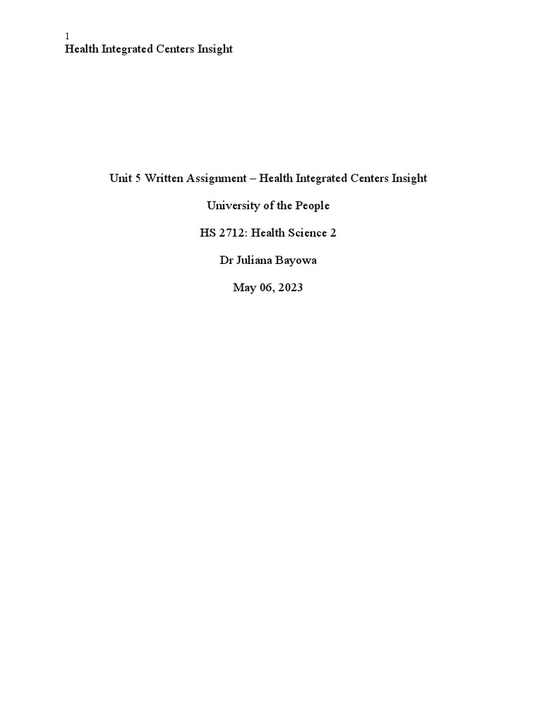HS 2712 Unit 5 Written Assignment | PDF | Health Informatics | Health Care