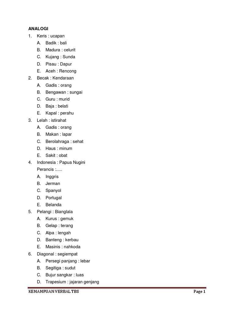 Kemampuan Verbal TBS LPDP | PDF