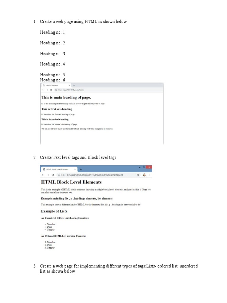 WPD Practical List | PDF
