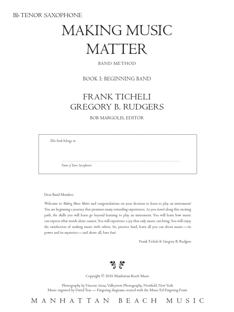 Tenor Sax Book Sample | PDF | Saxophone | Music Technology