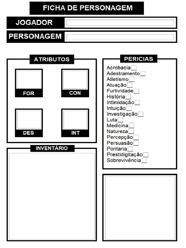 Ficha RPG Editavel | PDF