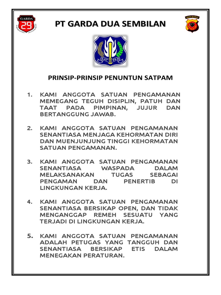 Prinsip Penuntun Satpam | PDF
