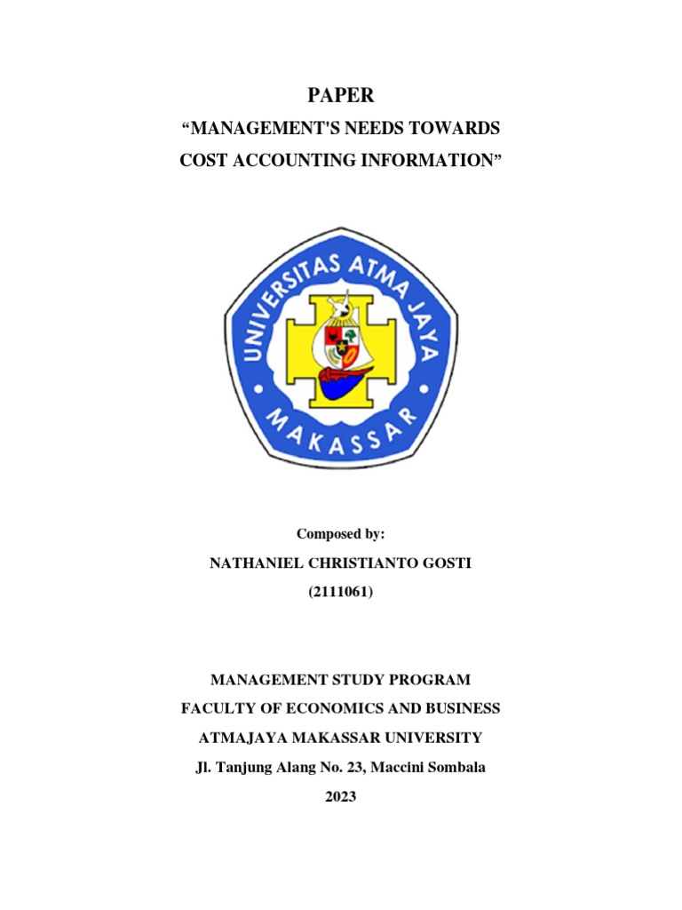 PAPER AKUNTANSI BIAYA - Nathaniel Christianto Gosti (2111061) | PDF ...