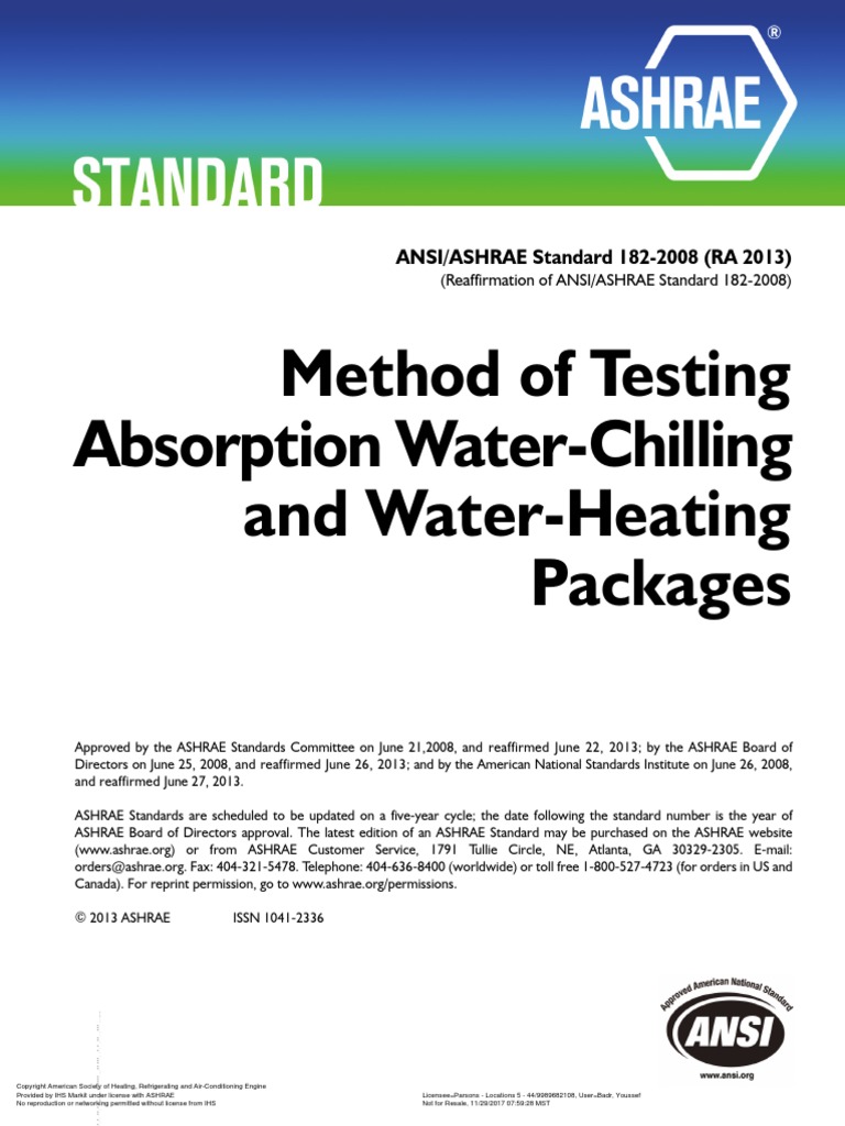 Method of Testing Absorbtion Water Chilling & Heating Packages - ASHRAE ...