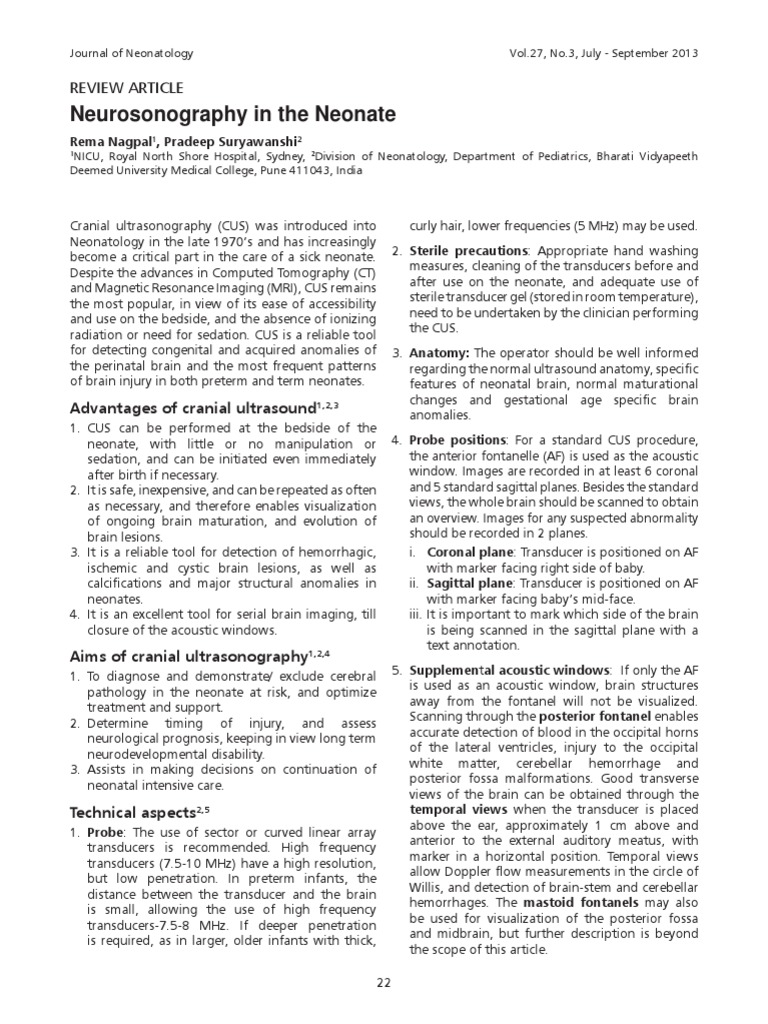 Neurosonography in Neonates Guide | PDF | Organ (Anatomy) | Neuroscience