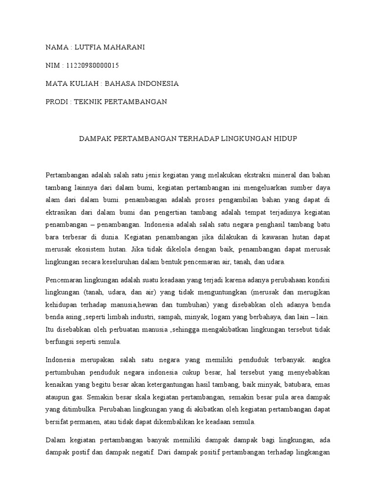 Dampak Pertambangan pada Lingkungan | PDF | Sains & Matematika | Teknologi & Rekayasa