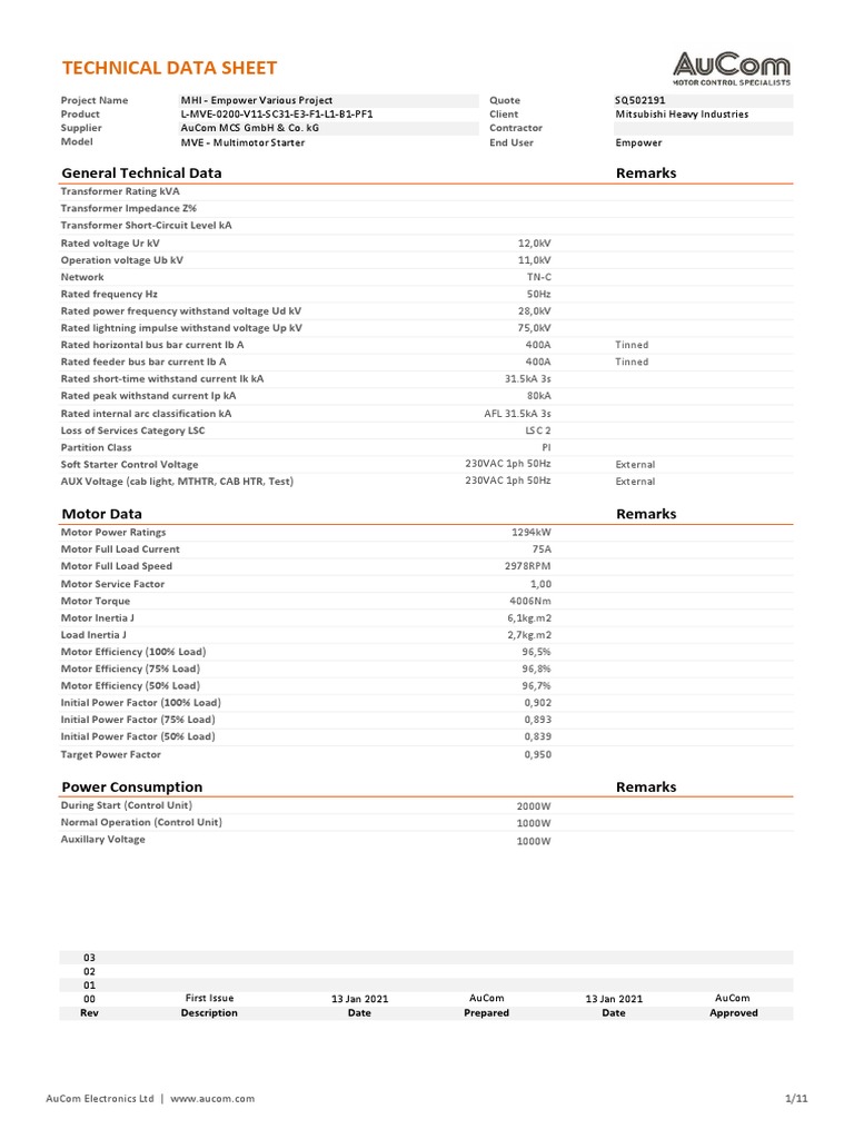 Soft Starter Panel Data Sheet | PDF | Transformer | Capacitor