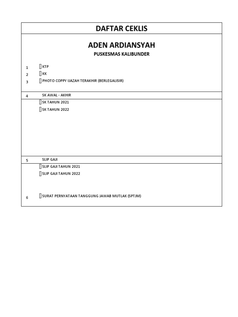 Daftar Ceklis-1 | PDF