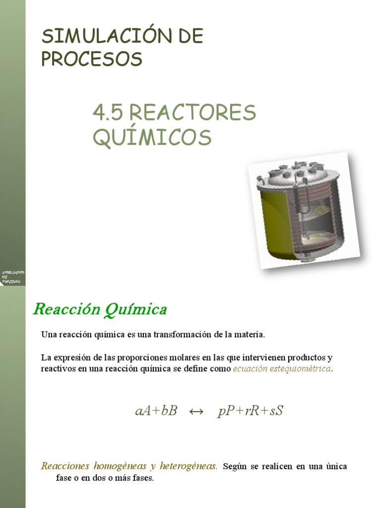 Unidad 4.5 Modulos Reactores Químicos | PDF | Reactor Quimico | Entalpía