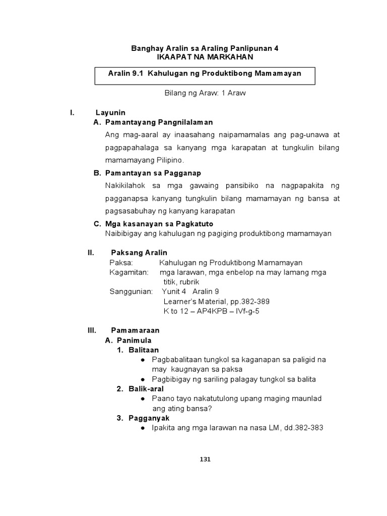 AP LP Aralin 9.1 | PDF