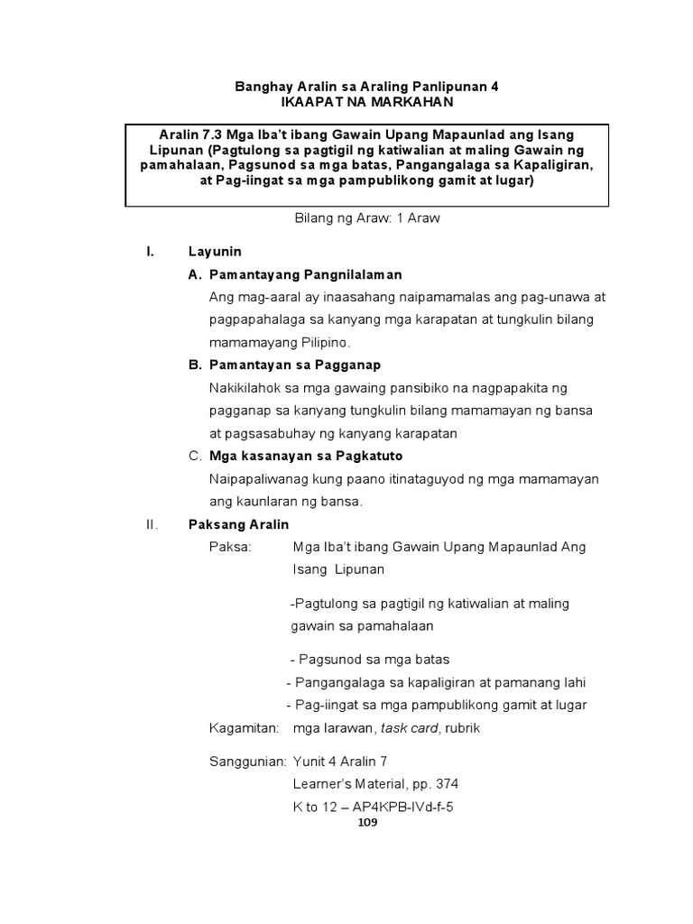 AP LP Aralin 7.3 | PDF