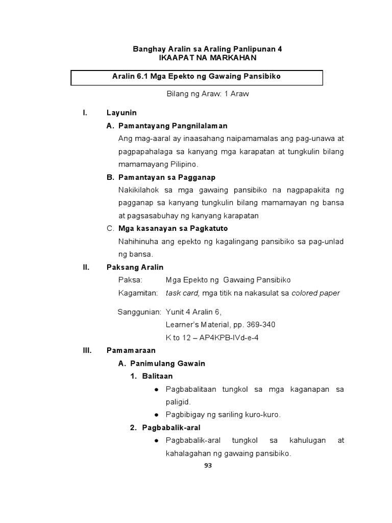 AP LP Aralin 6.2 | PDF