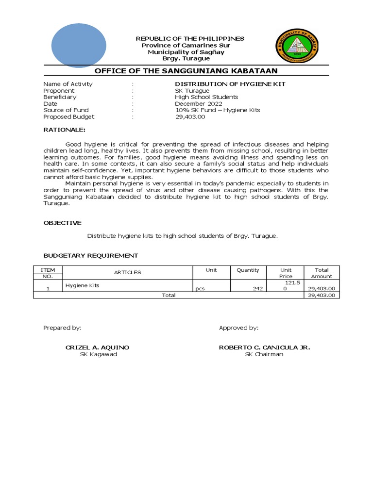 Proposal Hygiene Kit | PDF