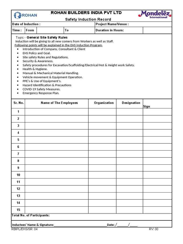 EHS-GF-02 A Safety Induction | PDF