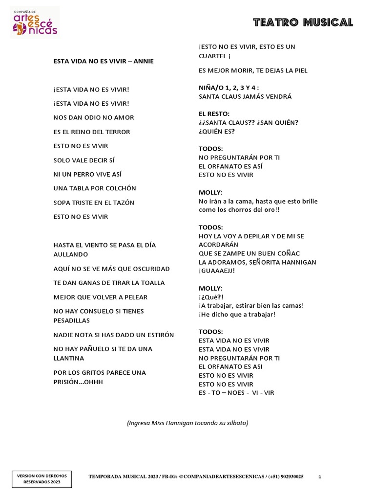 ANNIE 2 Canciones | PDF