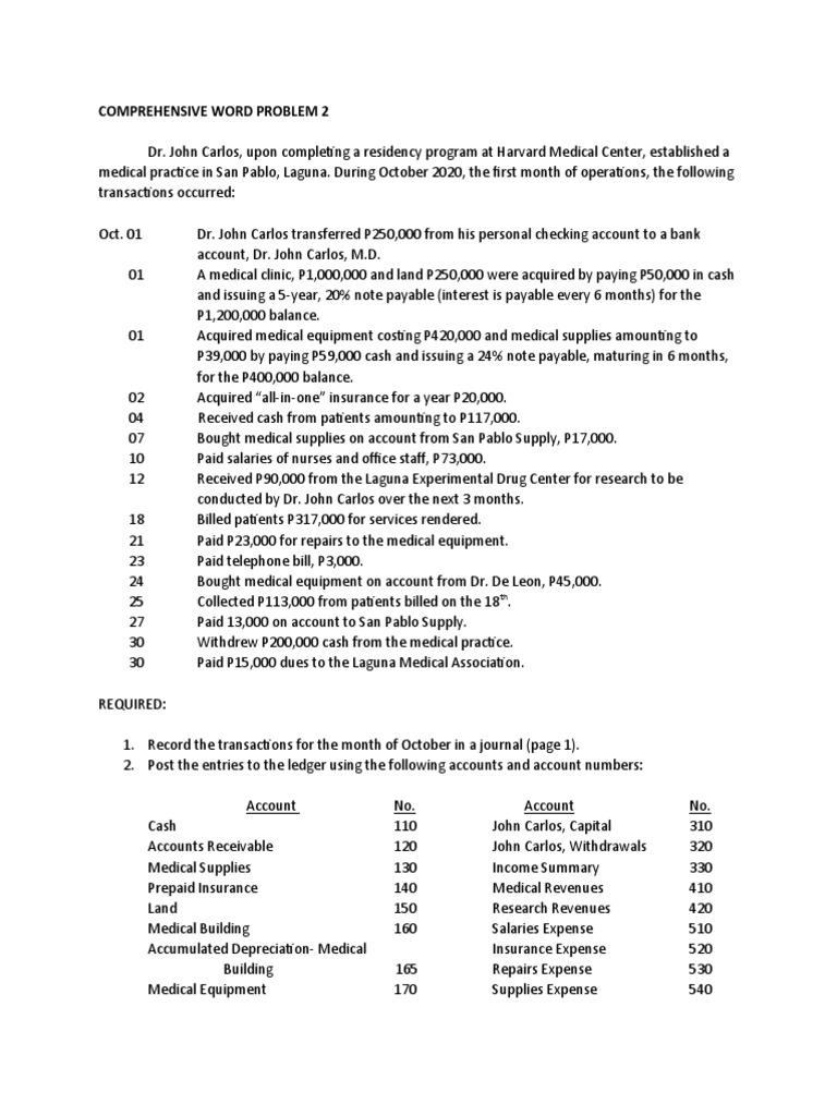 Comprehensive Word Problem 1 | PDF | Expense | Revenue