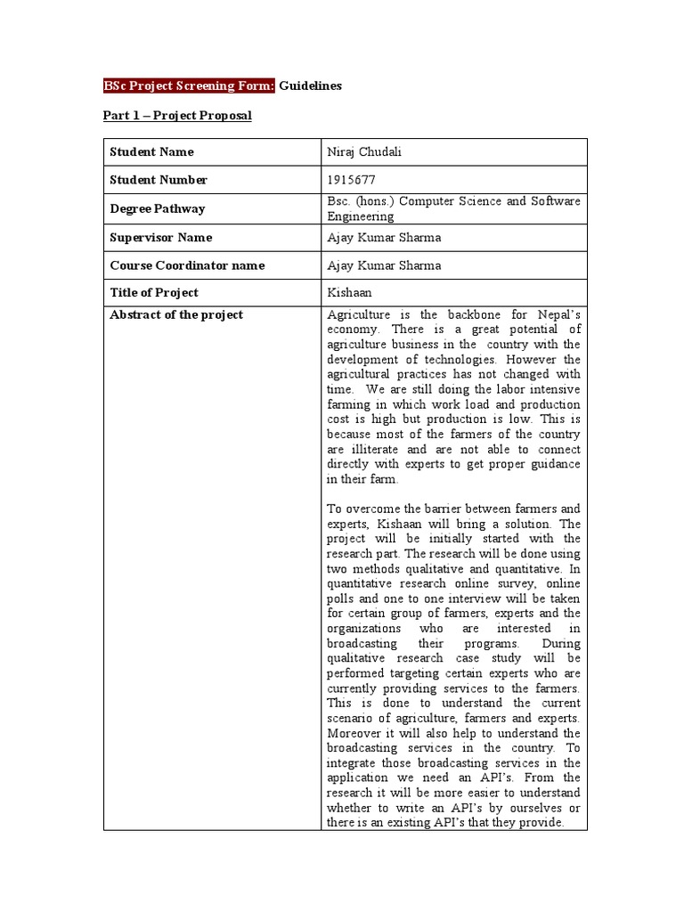 BSC Project Propoal | PDF | Methodology | Computer Programming