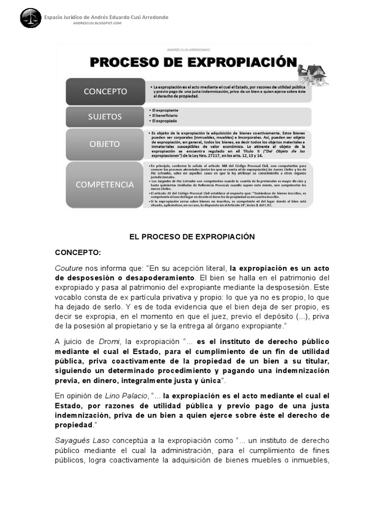 Proceso de Expropiación: Conceptos Clave | PDF | Dominio eminente | Ley ...