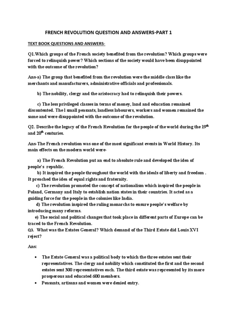 French Revolution Q&A Overview | PDF | French Revolution | Legislature