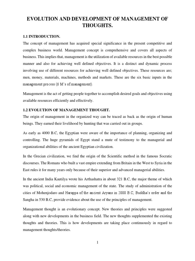 Evolution and Development of Management Thought. | PDF | System | Bureaucracy