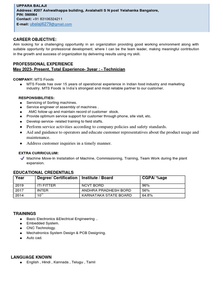 BALAJI Resume 2 | PDF