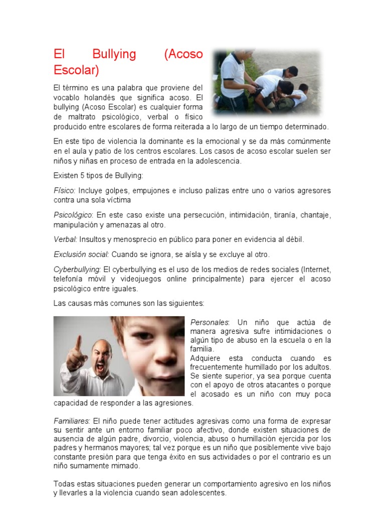 El - Bullying - Acoso - Escolar 2023 | PDF | Acoso cibernético ...