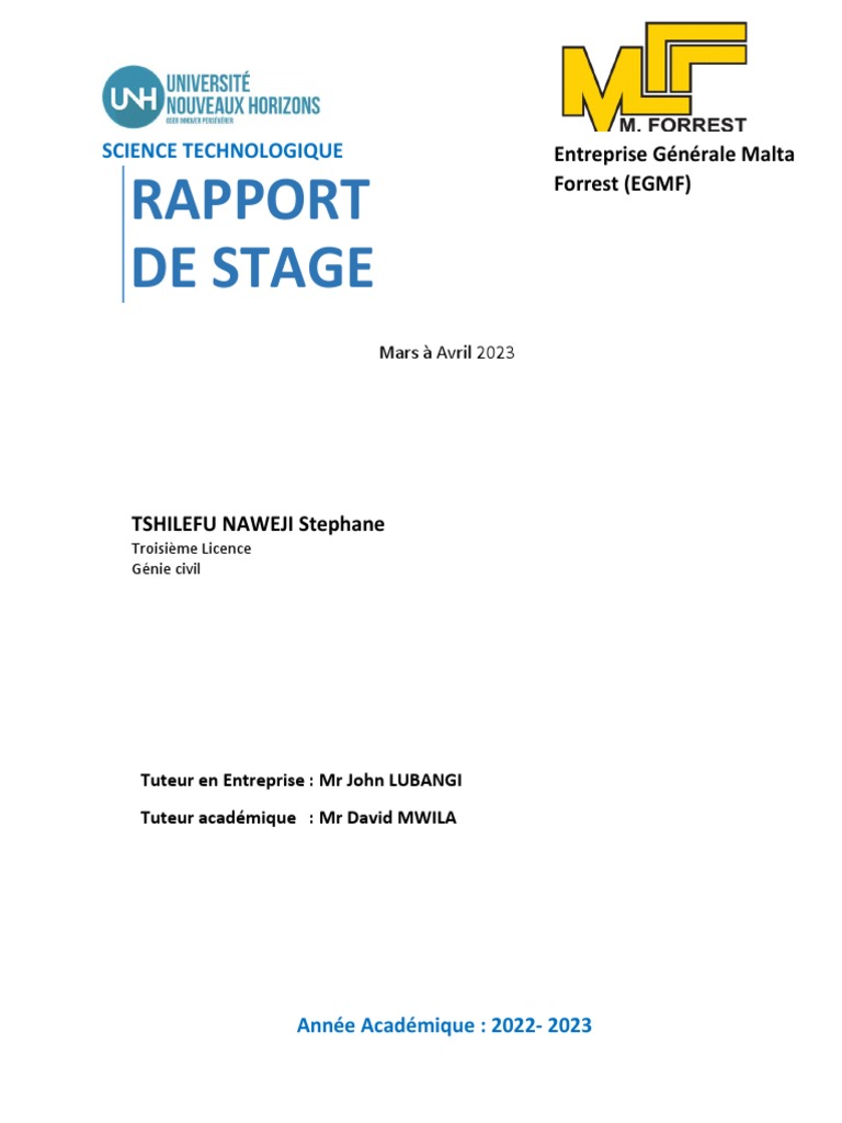 Rapport de stage chez Malta Forrest | PDF | Sécurité | Génie géotechnique