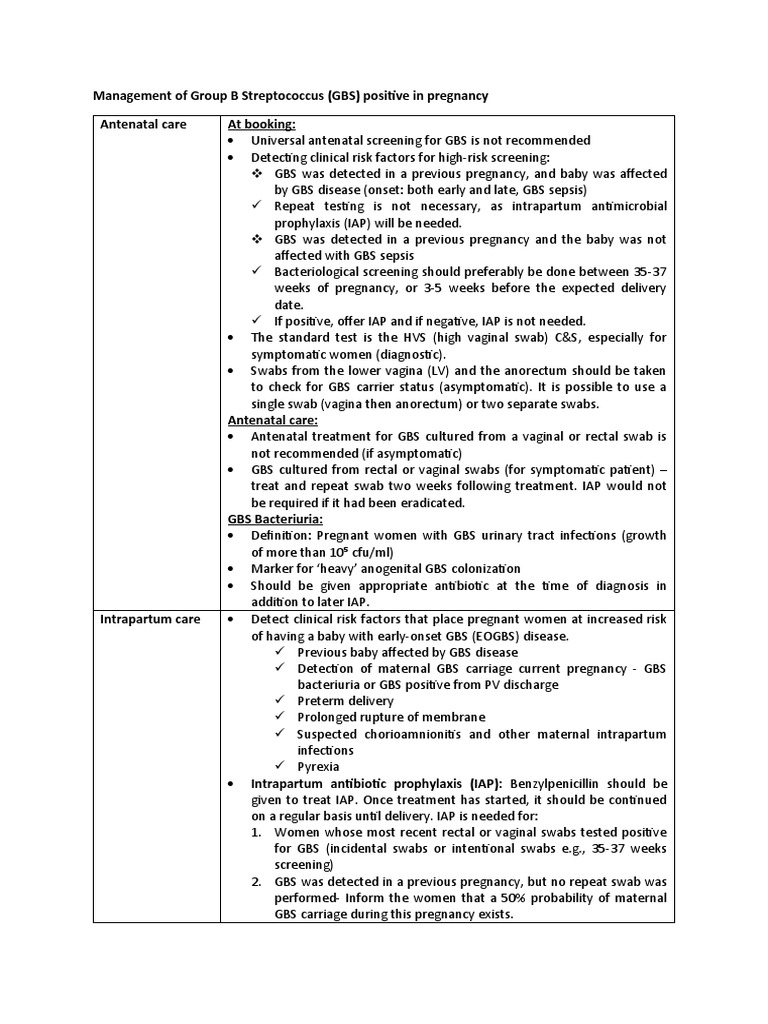 2.14 Management of GBS Positive in Pregnancy | PDF | Women's Health ...