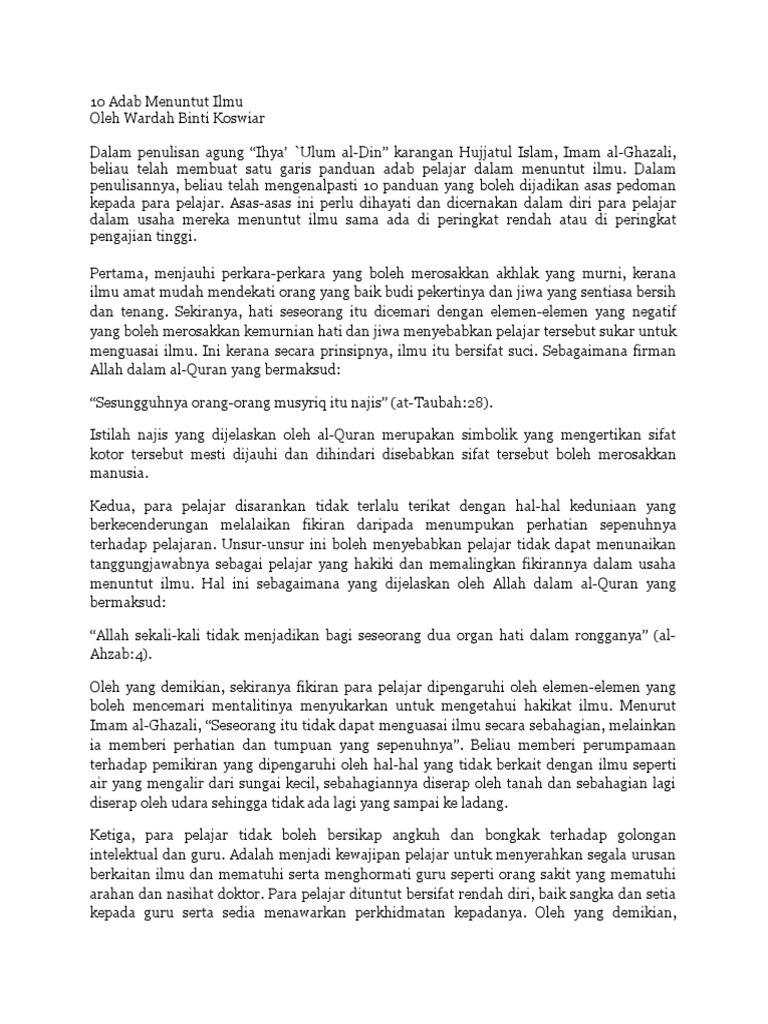 Panduan Adab Pelajar Muslim | PDF | Karier & Perkembangan