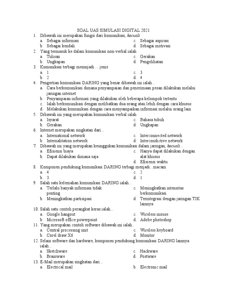 Soal Uas Simulasi Digital 2021 | PDF