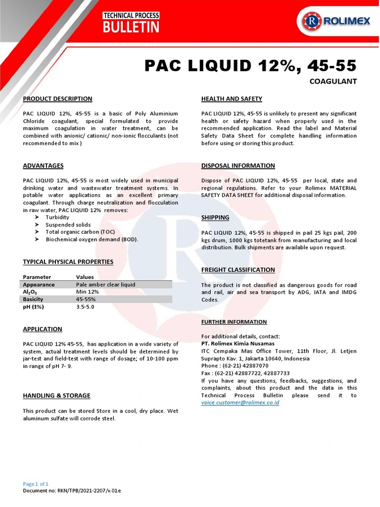 2207-02e TPB PAC Liquid 12 | PDF | Water | Chemistry
