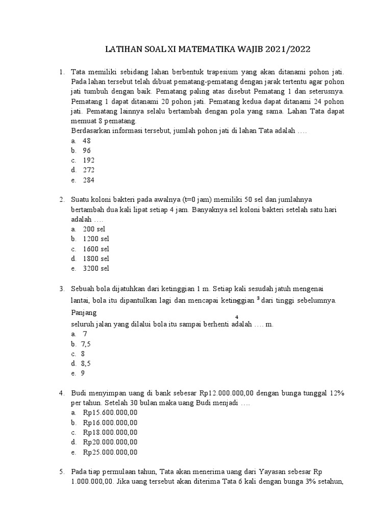 Latihan Soal XI 2122 | PDF