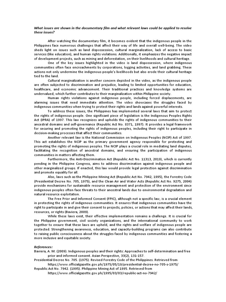 Short Observation Paper (ORTIZ) | PDF | Indigenous Peoples | Natural ...