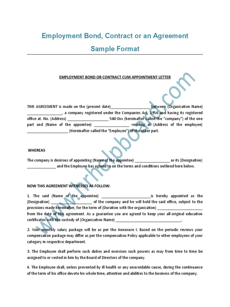 Employment Bond | Download Free PDF | Employment | Board Of Directors