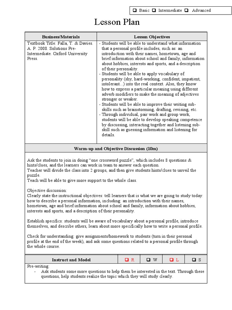 Lesson - Plan - Capstone 1 | Download Free PDF | Question | Adverb