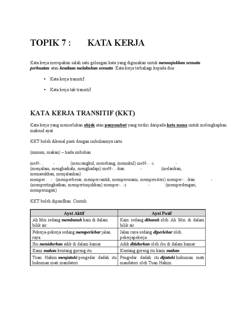 Kata Kerja BM Tingkatan 2 | PDF