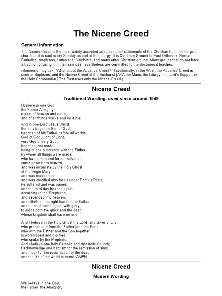 Nicene Creed | PDF | God The Father | Arianism