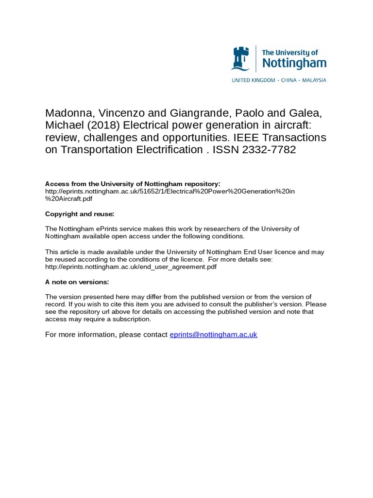 Electrical Power Generation in Aircraft | PDF | Electric Generator ...