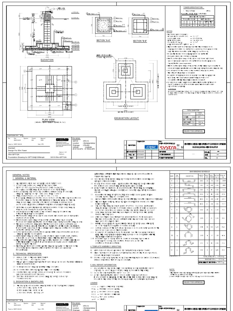 Foundation Drawing for 35m Tower | PDF | Cartography | Geodesy