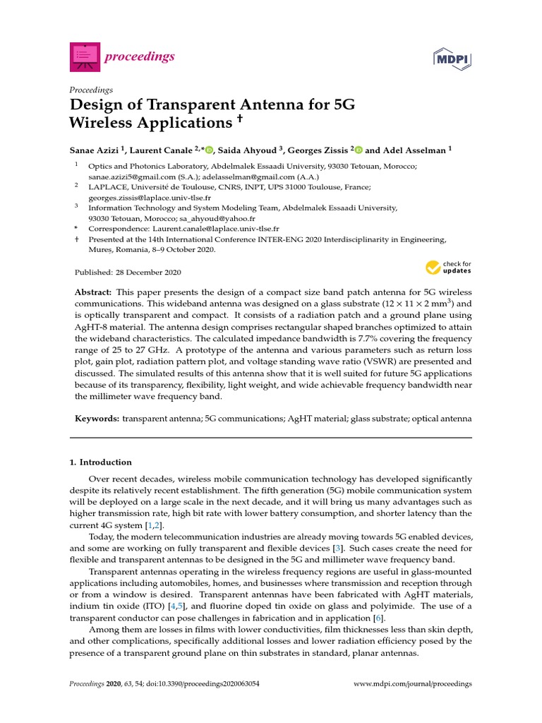 Transparent 5G Antenna Design | PDF | Antenna (Radio) | Electronics
