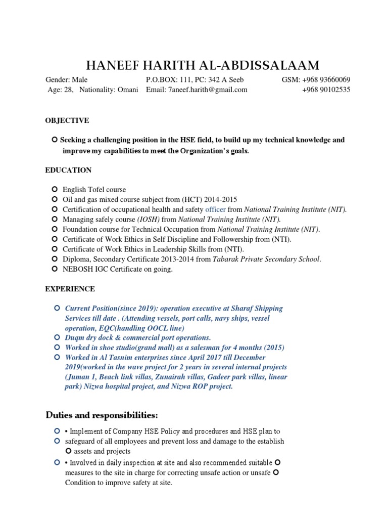 CV Haneef 2022 | PDF | Safety | Firefighting